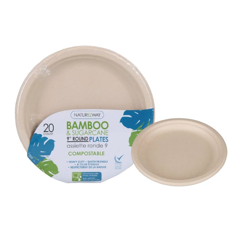 9" Bamboo Compostable Round Plates - 20 ct – Unpacked Living