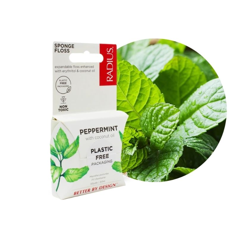Vegan Peppermint Sponge Floss | Radius | Unpacked Living